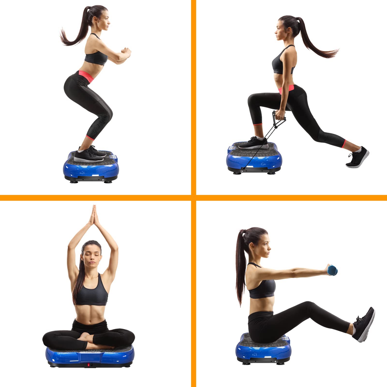 Vibration Plate Exercise Machine with Bluetooth Speaker, 99 Levels Whole Body Shape Vibration Platform Machine with Jump Rope for Weight Loss Fitness, Home Gym Equipment Workout Machine, Blue