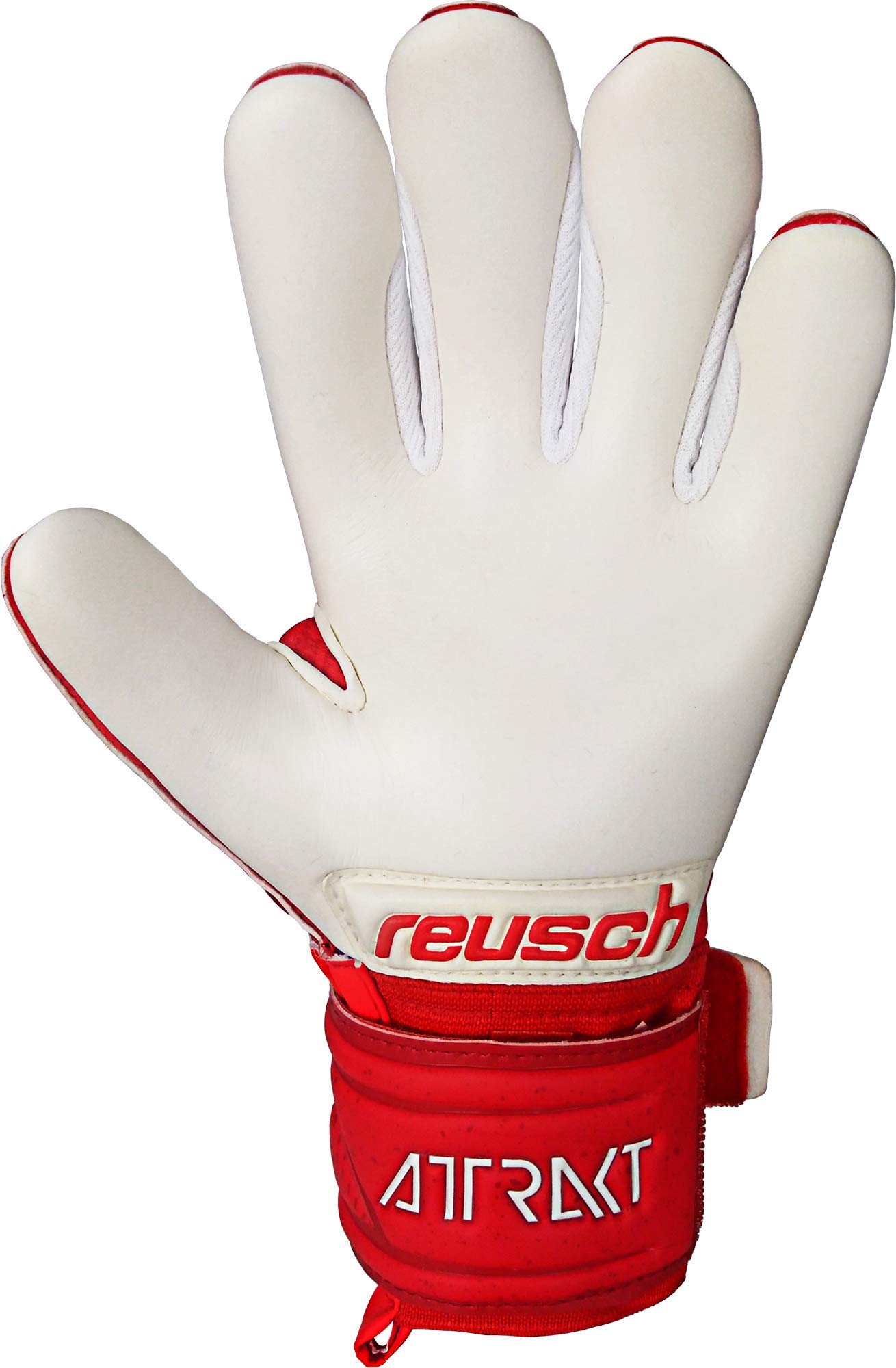 Reusch Attrakt Grip Evolution Finger Support Junior V21 Goalkeeper Gloves, Red/White, Size 5