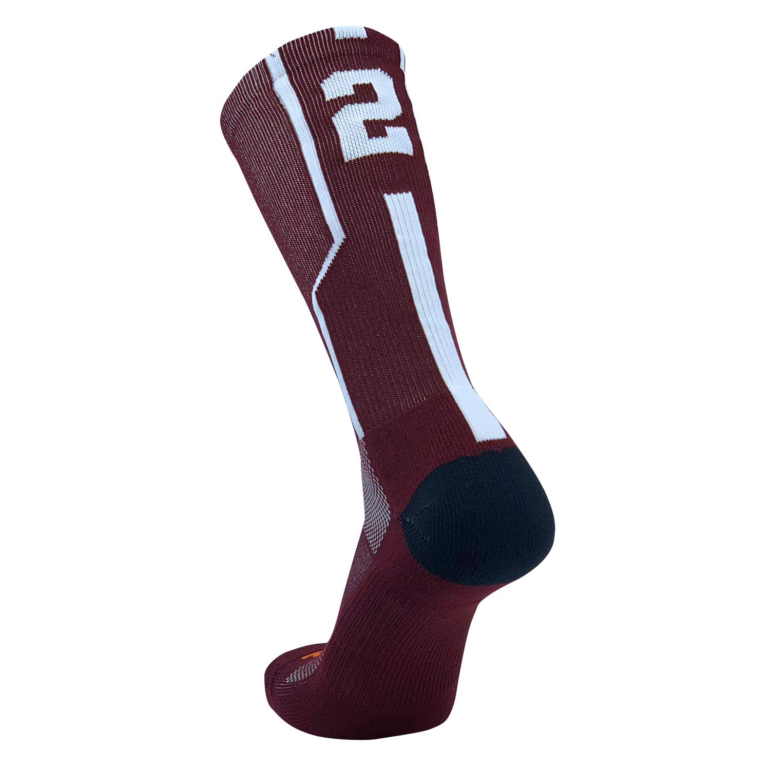 TCK Player ID Jersey Number Crew Socks Maroon White Singles (Medium, 2 - Single Sock)