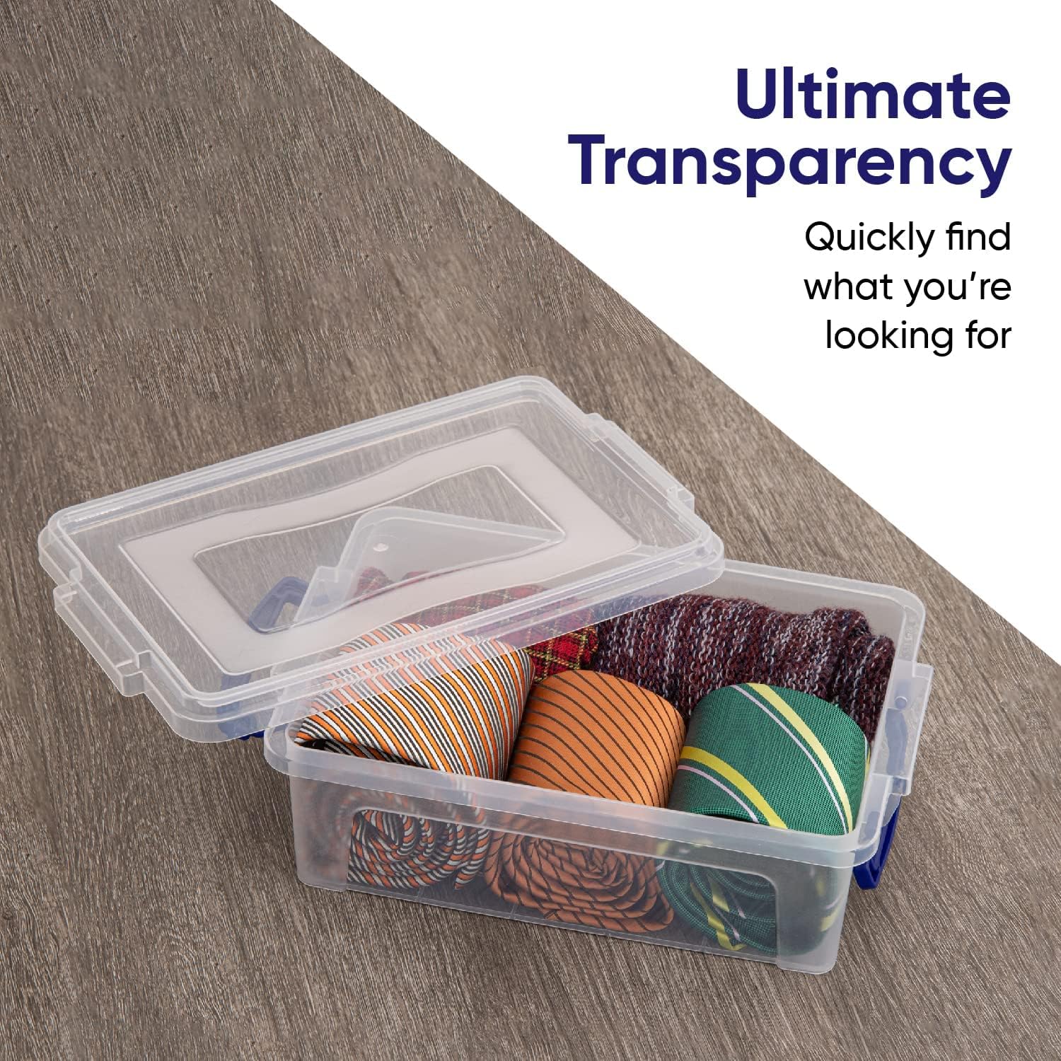 Superio Mini Storage Bins with Lids- Clear Boxes for Organizing, Stackable Plastic Containers- BPA Free, Non-Toxic, Odor Free, Organizer for Home, Office, Dorm, 1.25 Qt, 3 Pack