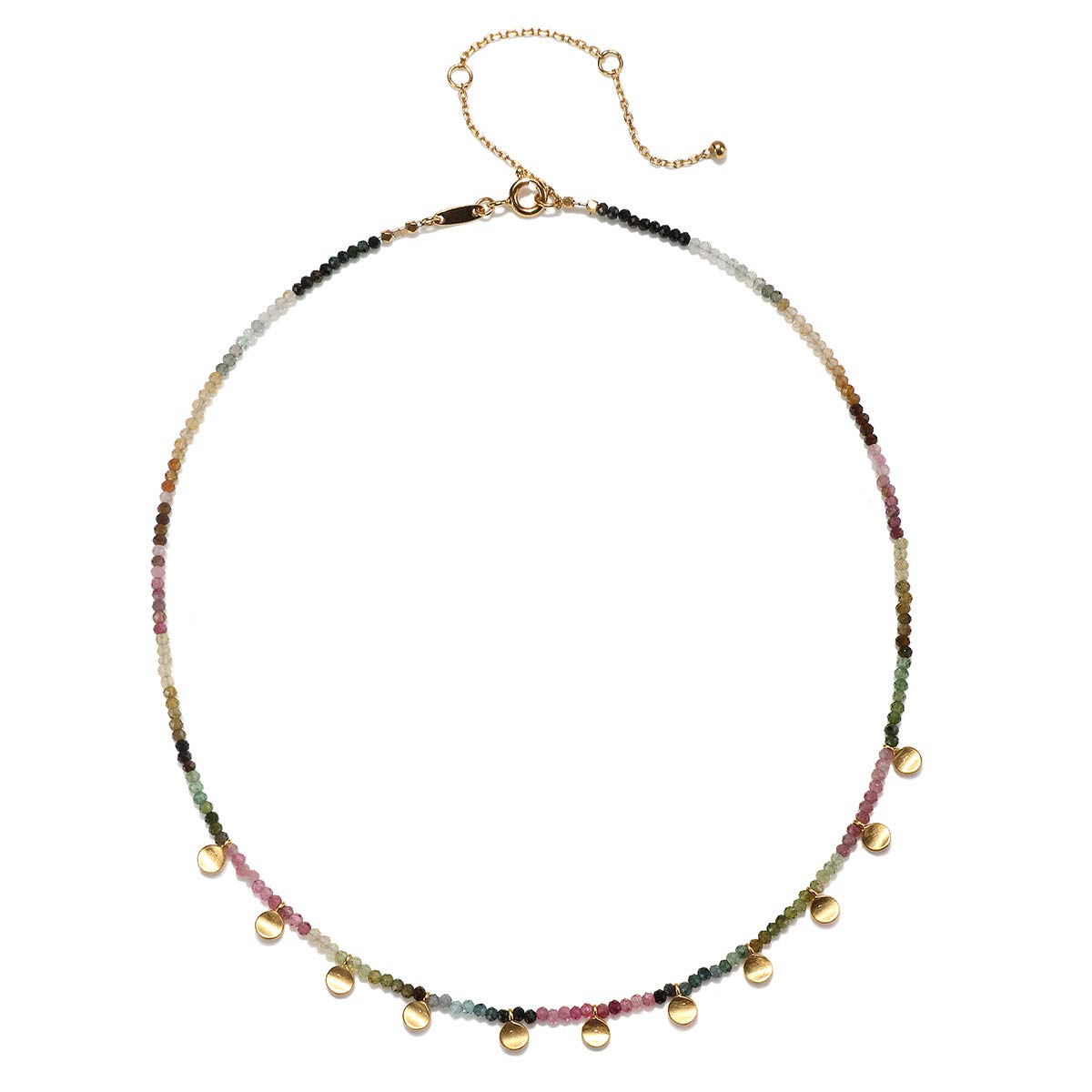 Satya Jewelry Tourmaline womens Gold Moon Choker Necklace 14-Inch +2 Extension, Multi, One Size