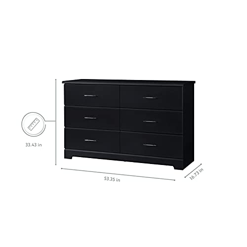 Storkcraft Brookside 6 Drawer Double Dresser (Black) β GREENGUARD Gold Certified, For Nursery, Kids Organizer, Chest of Drawers