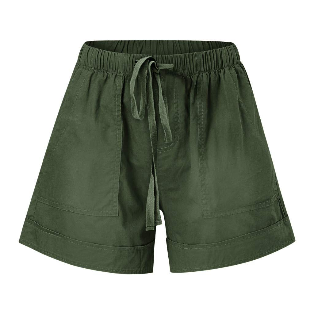 ZSDVBZS Womens Casual Drawstring Shorts Summer Elastic High Waist Shorts Plus Size Comfy Lightweight Beach Pants with Pockets