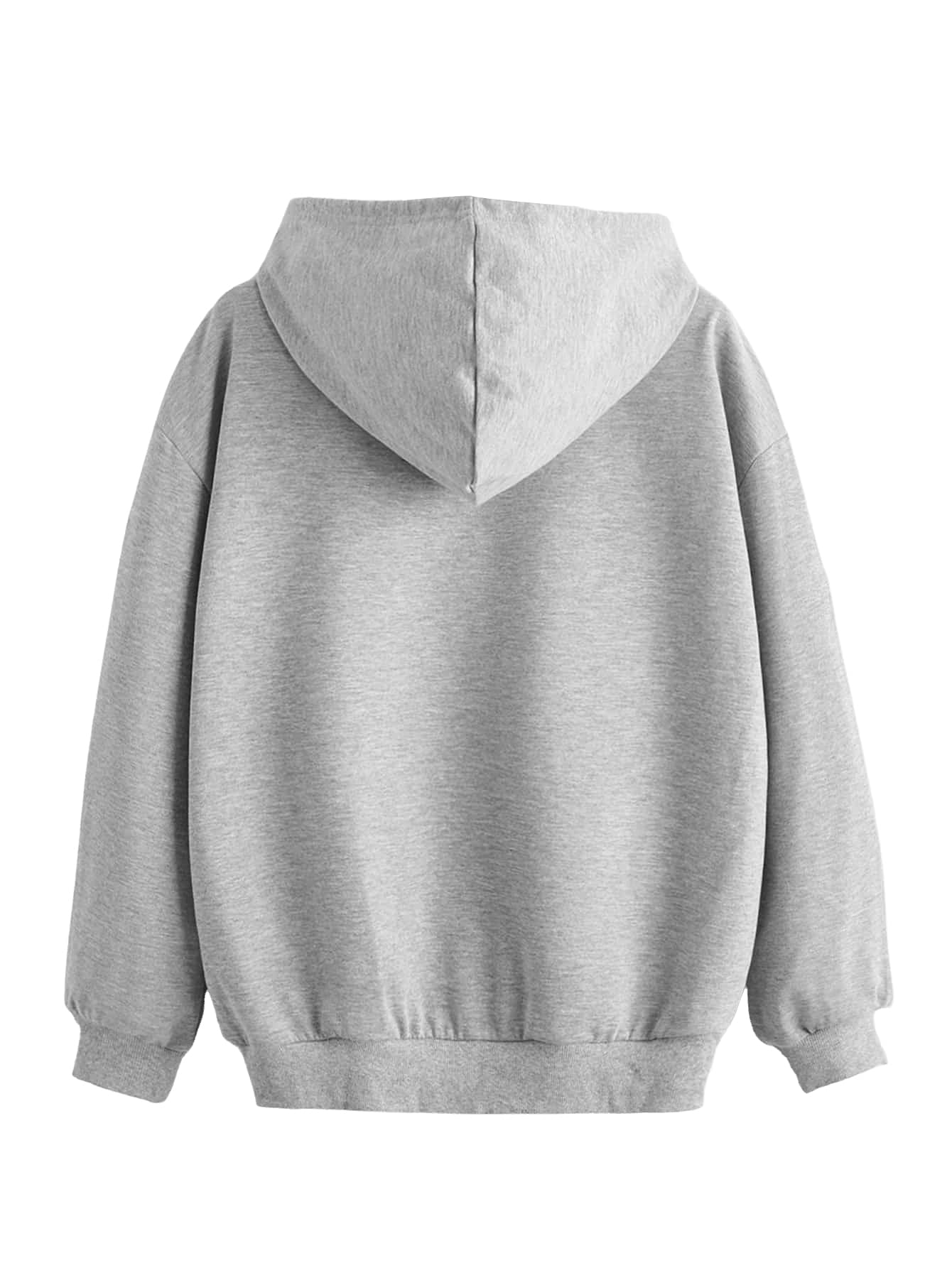 SweatyRocks Women's Hooded Sweatshirt Letter Print Long Sleeve Oversized Pullover Tops Hoodies Light Grey XL
