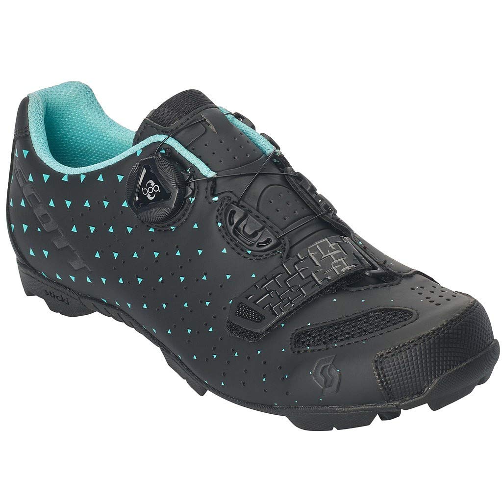 SCOTT MTB Comp BOA Lady Cycling Shoe - Women's Matte Black/Turquoise Blue, 40.0