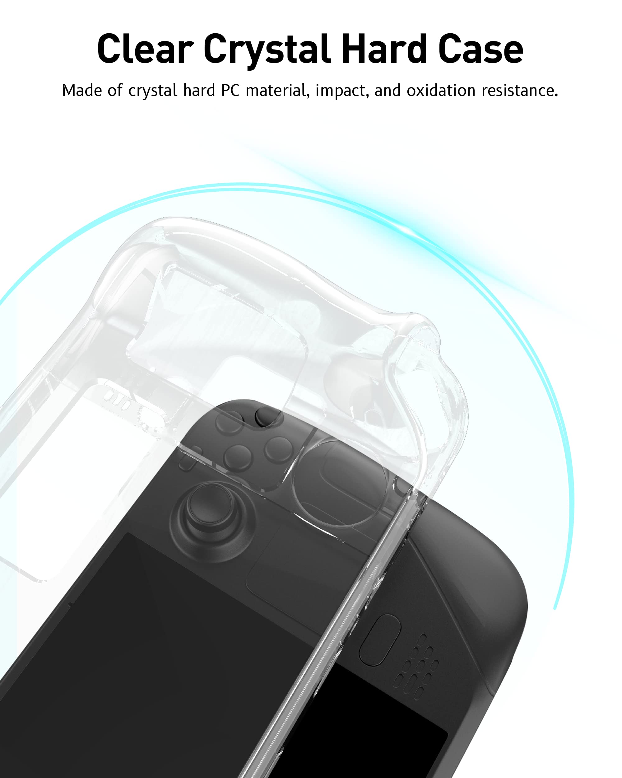 ZAONOOL Protective Case for Steam Deck with HD Screen Protector, Hard Clear PC Case for Steam Deck Game Console, Anti-Scratch & Anti-Collision Design Crystal Cover Case