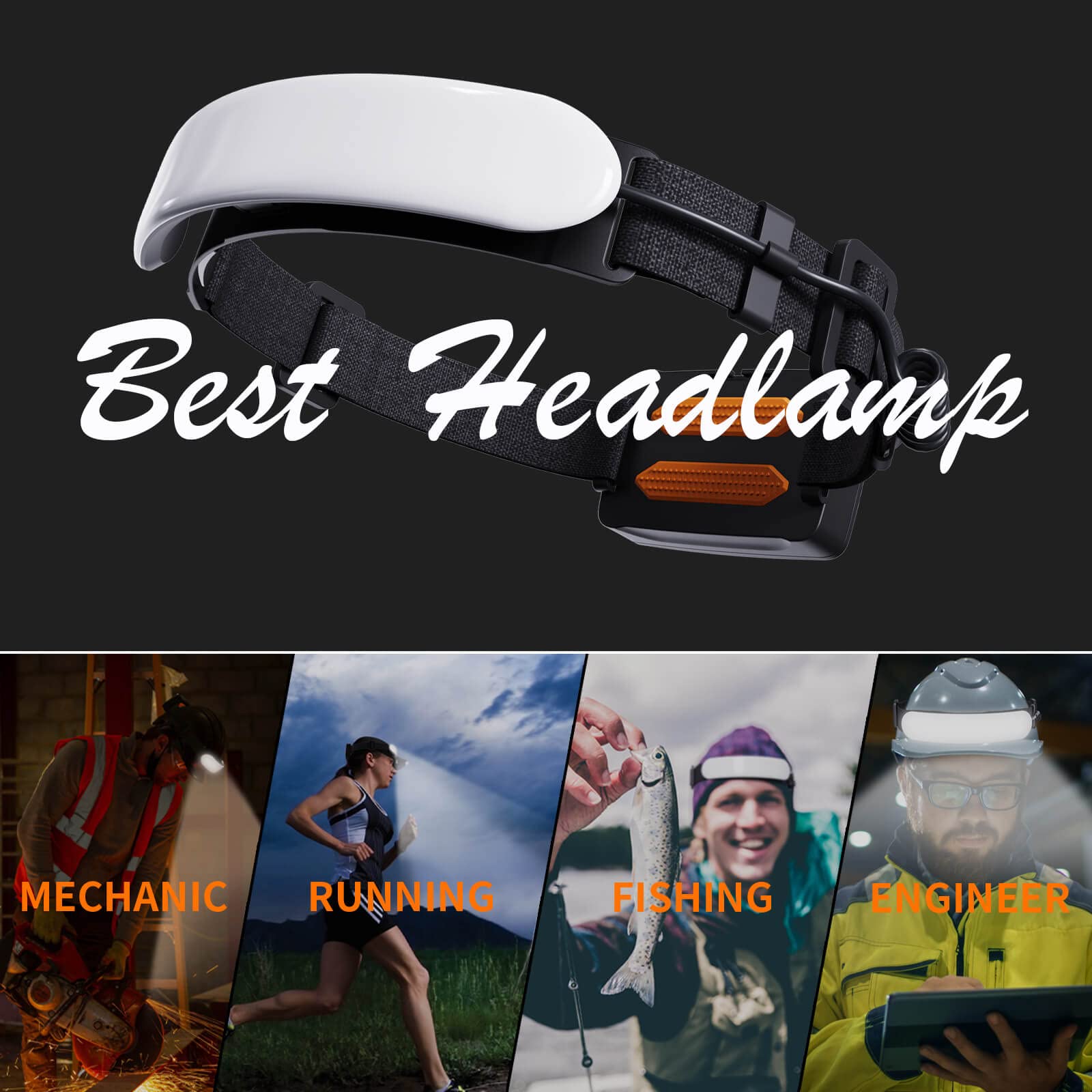 svsviio Headlamp Rechargeable,7500mAh 1500 Lumen Super Bright LED Head Lamp,Head Lights for Forehead,Hard Hat Light,Headlamps for Adults Camping Hiking