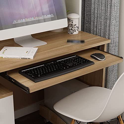 OM-PDD Computer Keyboard Stand Tilt, Under Desk Keyboard Tray Sliding Extra Wide, Keyboard Tray, Wooden, Rails Length 36cm, Long 54/60/ 70cm, Width 27cm