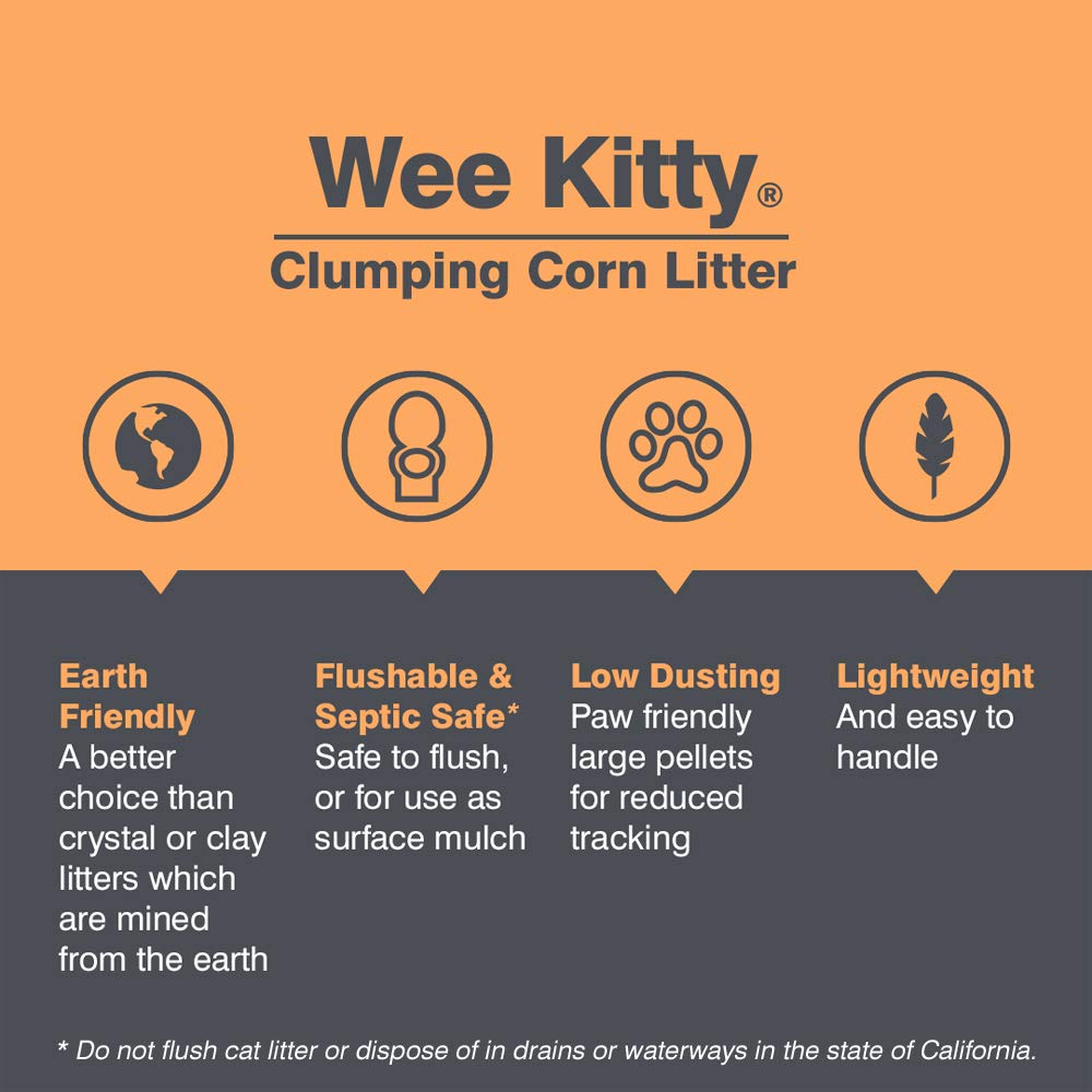 Rufus & Coco WeeKitty | Natural Flushable Clumping Cat Litter | Low Tracking Biodegradable Pellets | Corn 35.2lbs (4 x 8.8lbs bags)