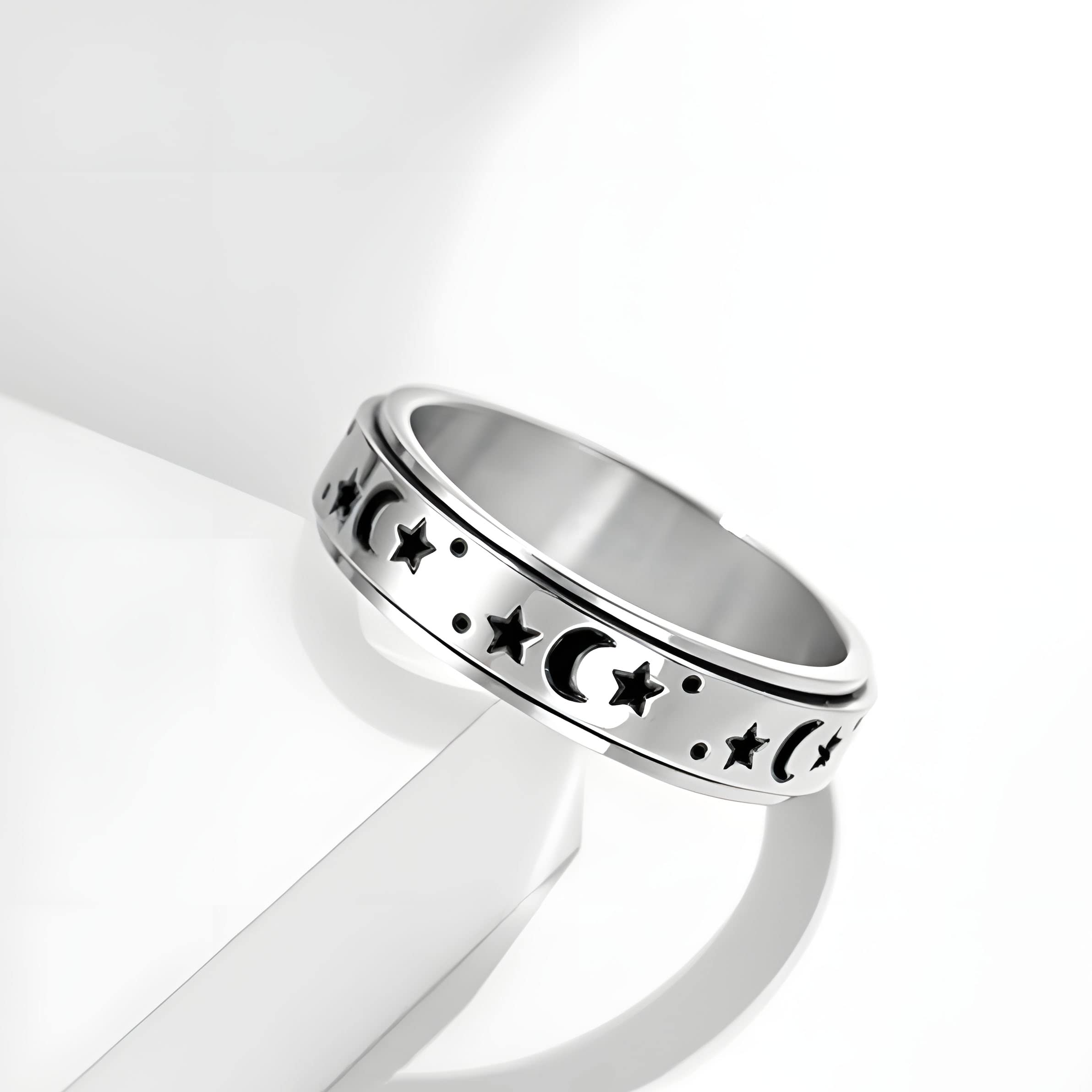 WATAKA 6PCS Spinner Ring for Women Men Anxiety Relief, Stainless Steel Fidget Ring for Stress Relief, Wedding Promise Band Ring Set