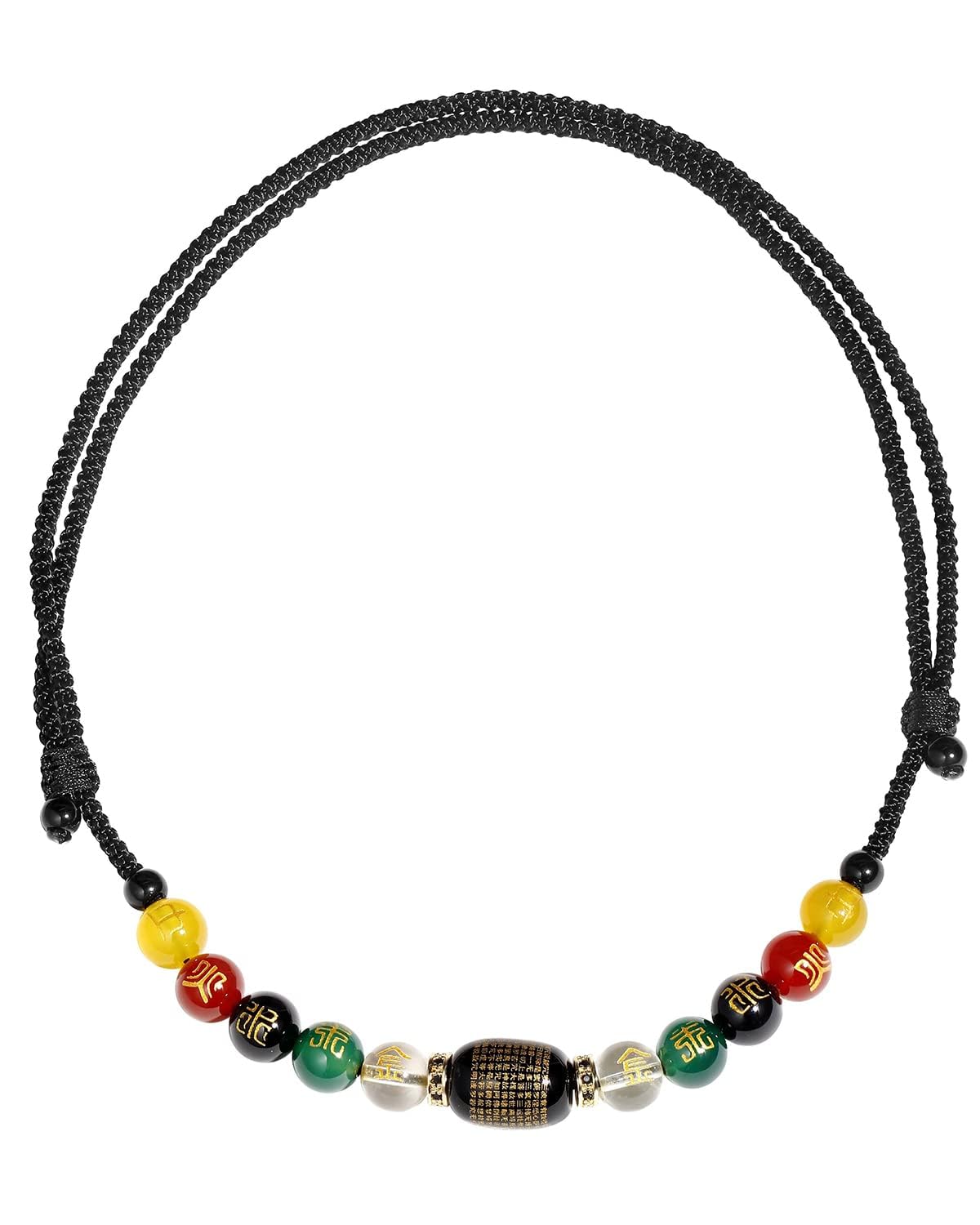 XHUUU Five Elements Agate Beaded with Cord Choker Necklaces for Women Crystals and Healing Stones Heart Sutra Amulet Chokers Necklace