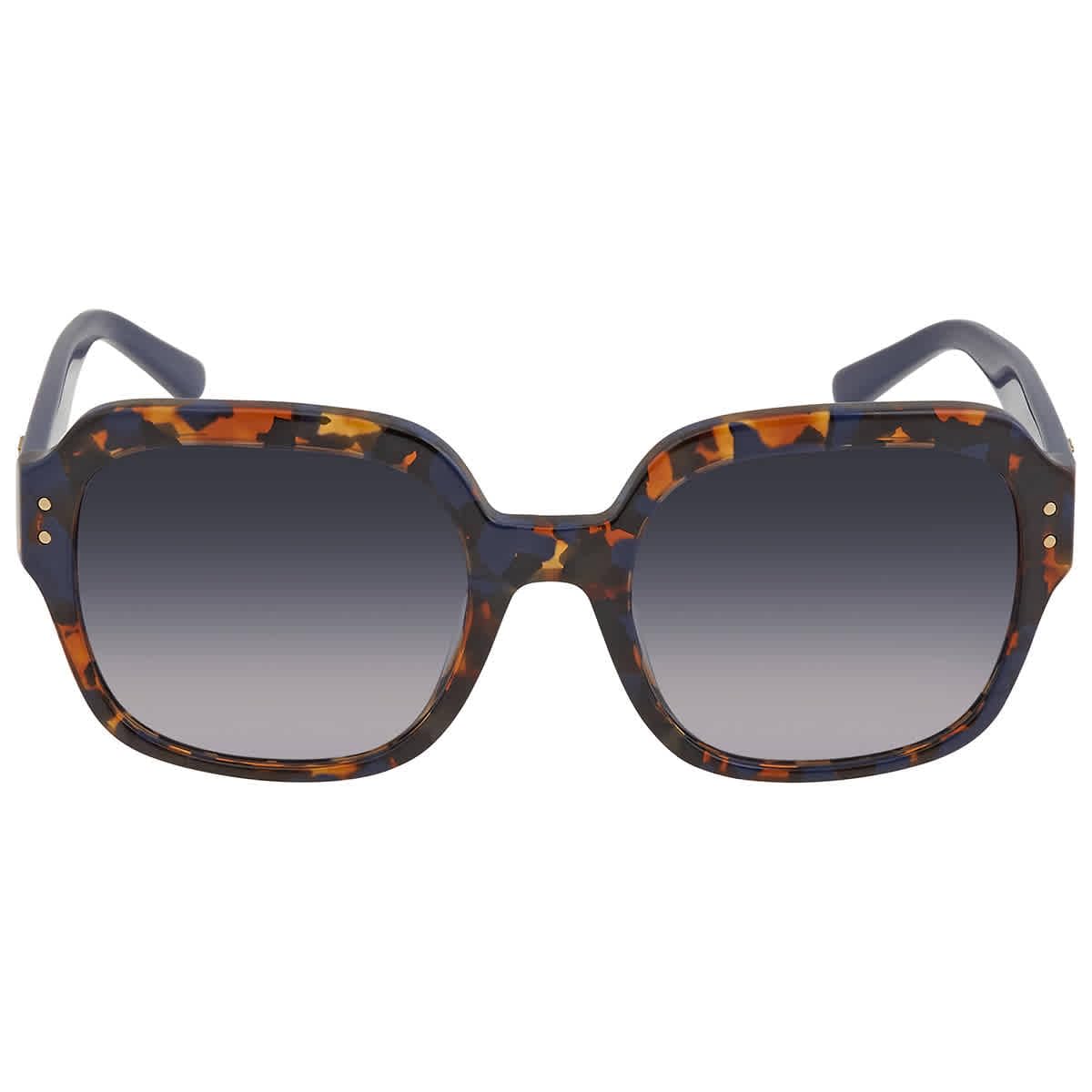 Tory Burch Women's Round Fashion Sunglasses, Blue Amber Tortoise/Blue Grey Gradient, One Size