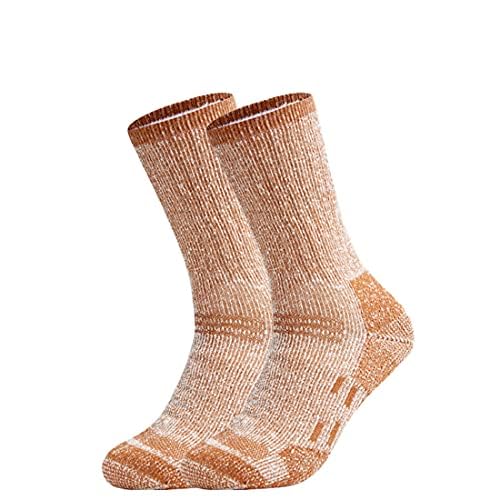 SOLAX Women's Merino Wool Hiking Socks 2 Pairs Outdoor Trail Crew Socks (Medium, Yellow184)