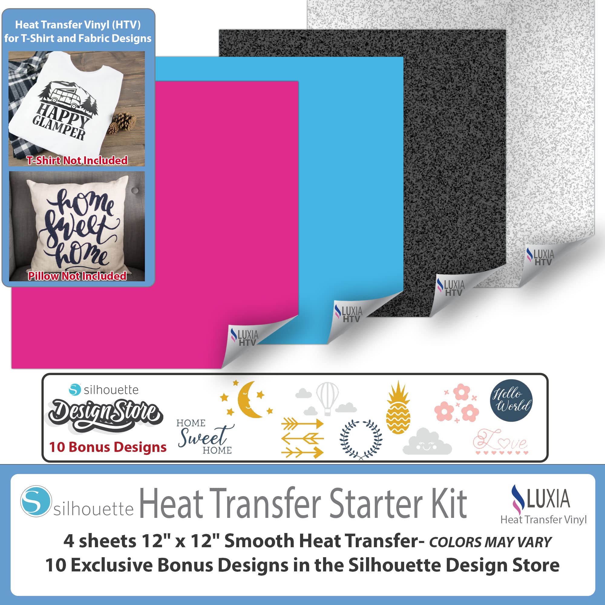 Silhouette Portrait 3 Bundle with Silhouette Vinyl Starter Kit, Silhouette Heat Transfer Starter Kit, Basic Starter Pack of Pens, CrafterCuts Deluxe Tool Kit, and Access to Ebooks, Tutorials, Classes.