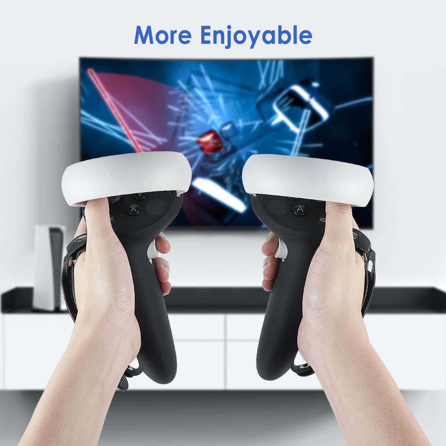 ZyberGears VR Controller Grips Cover for Meta Quest 2 Accessories, Silicone Controller Protector with Battery Opening, Suit for Big Hands