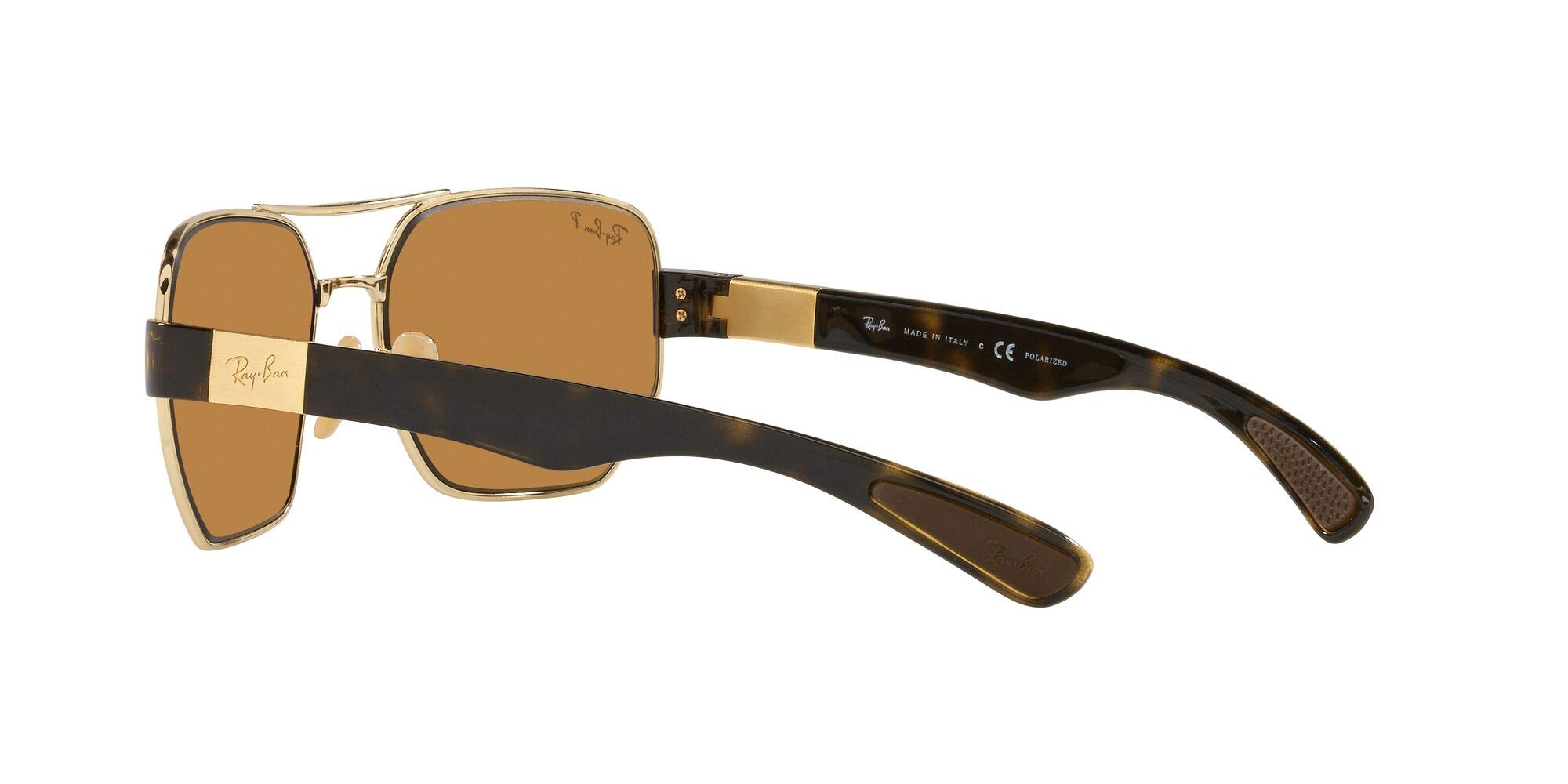 Ray-Ban RB3672 Rectangular Sunglasses, Black/Dark Blue, 60 mm
