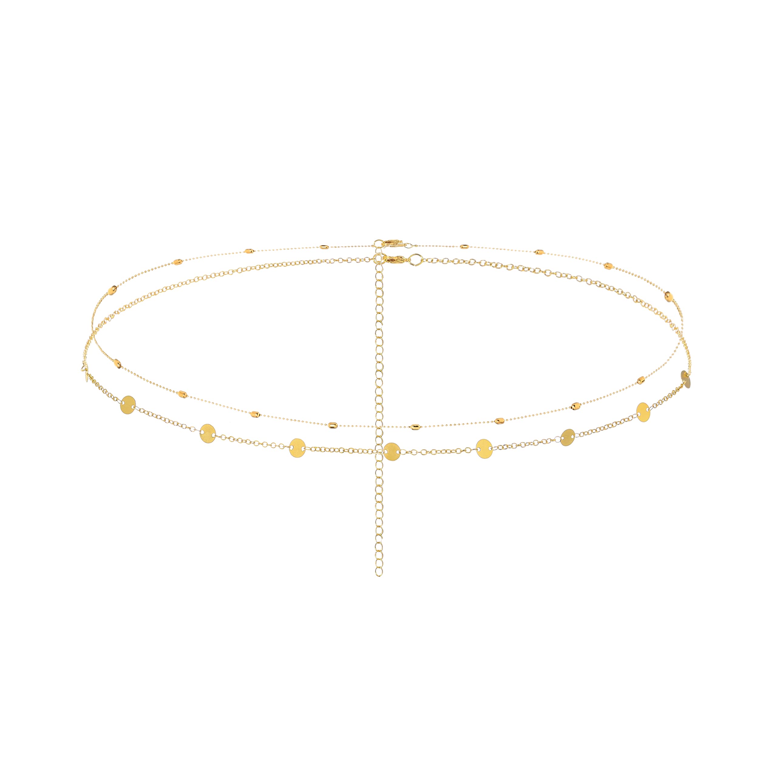 Wriidy Bead Waist Chain Gold Crystal Belly Chain Beach Body Jewelry Accessories for Women and Girls (Gold)