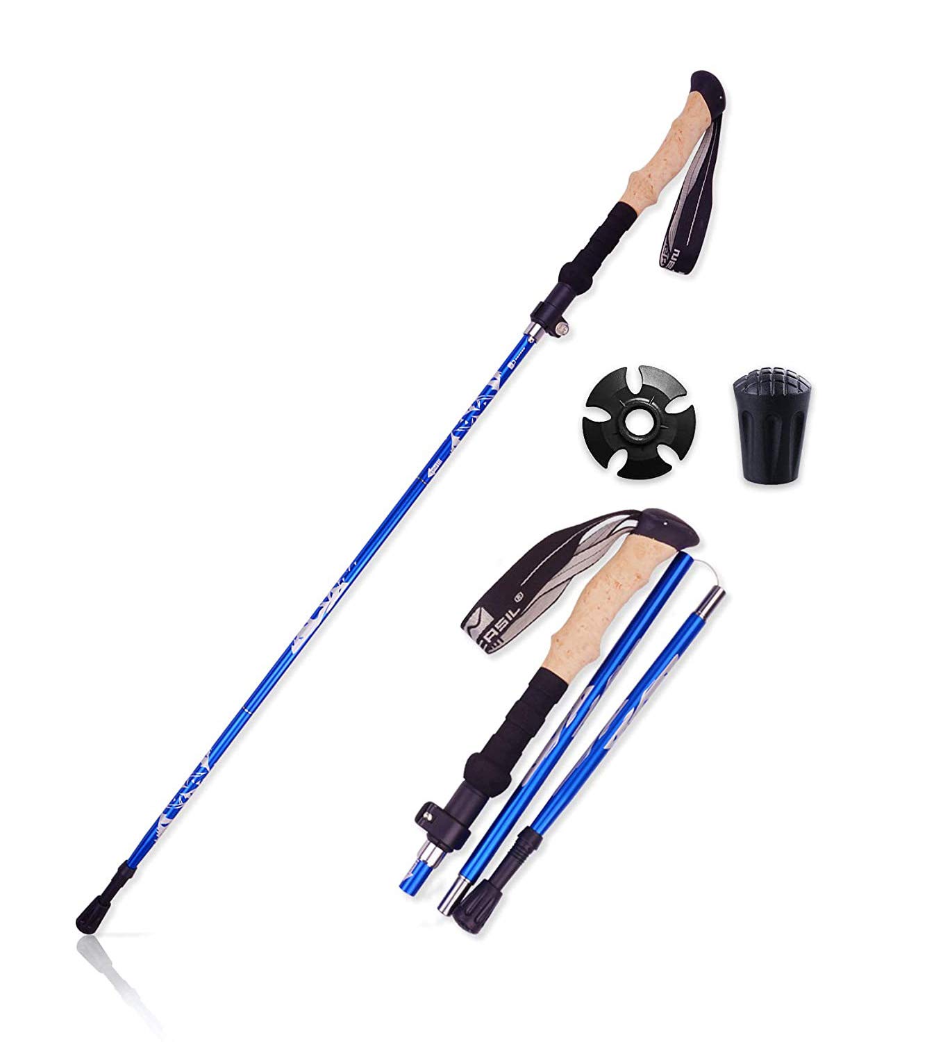 Trekking Poles - 1-pc Pack Adjustable Hiking or Walking Sticks - Strong, Aluminum 7075, Lightweight Collapsible with Quick Lock for Hiking, Trekking, Camping, Mountaining, Backpacking