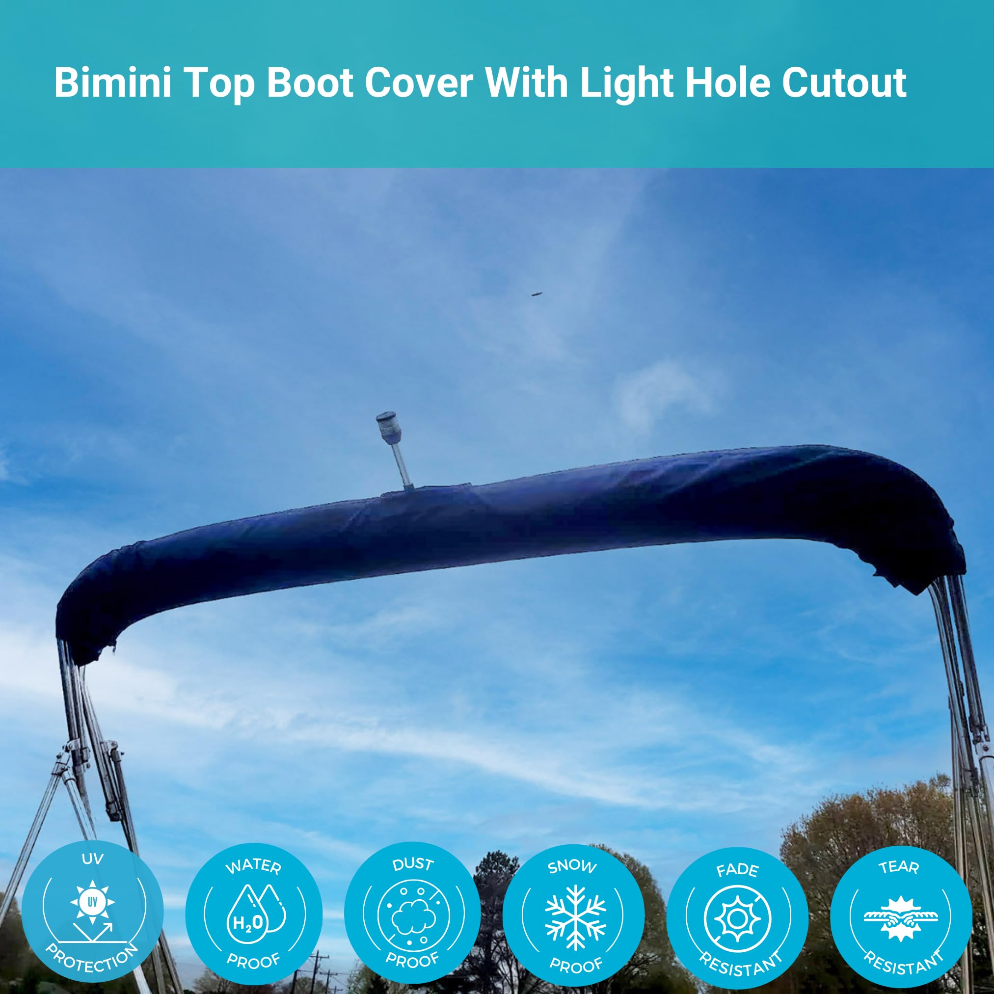 Savvycraft Bimini Top Storage Boot 91"-96" Width Navy Color, Waterproof UV Protection Bimini Top Replacement Boot, Fit Round and Square Tube