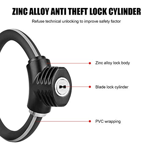 ZMYDZ Bicycle Lock Reflective Anti-Theft Cable Lock Security Road Bicycle Mini Ring Locks Motorcycle Cycle Bike Cable Anti-Cutting Lock Bike Lock