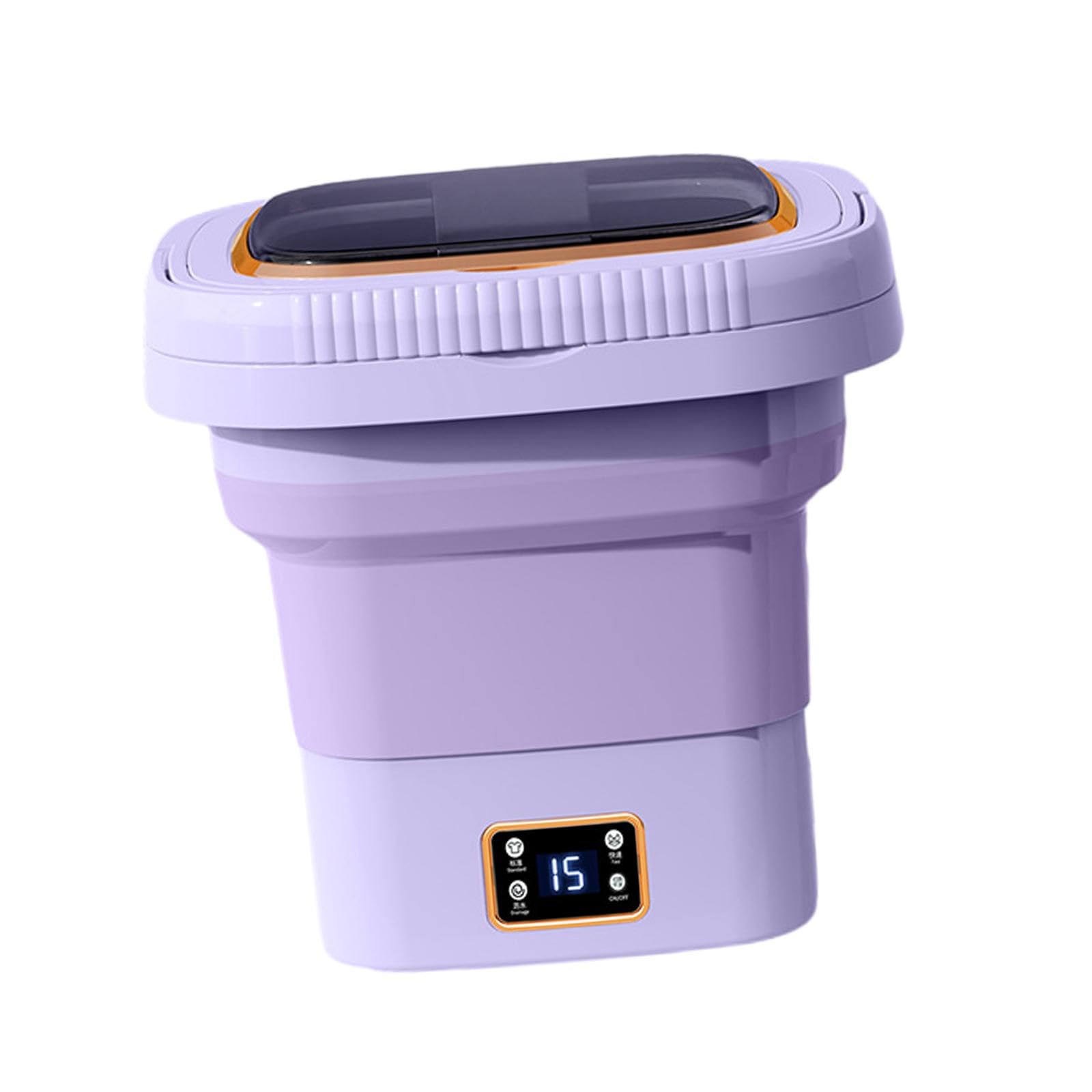 Portable Foldable Washing Machine, Small Bucket Washer, High Power Easily to Carry Compact Small Washer for RV Apartment Camping Dorm Sock, 9L violet clear lid
