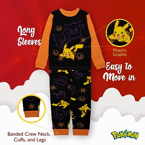 Pokemon Big Boys’ Spooky Team 2-Piece Snug-Fit Pajama Set, 10