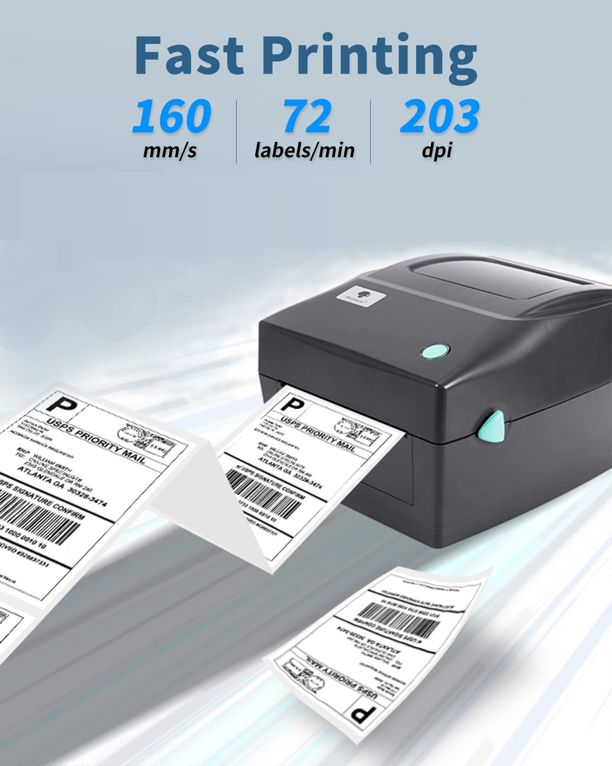 Thermal Label Printer, 4X6 Shipping Label Printer, Commercial Direct Desktop Label Printer for Shipping Packages Barcode Label Maker, Compatible with UPS, USPS, Etsy, Amazon,Shopify,Ebay