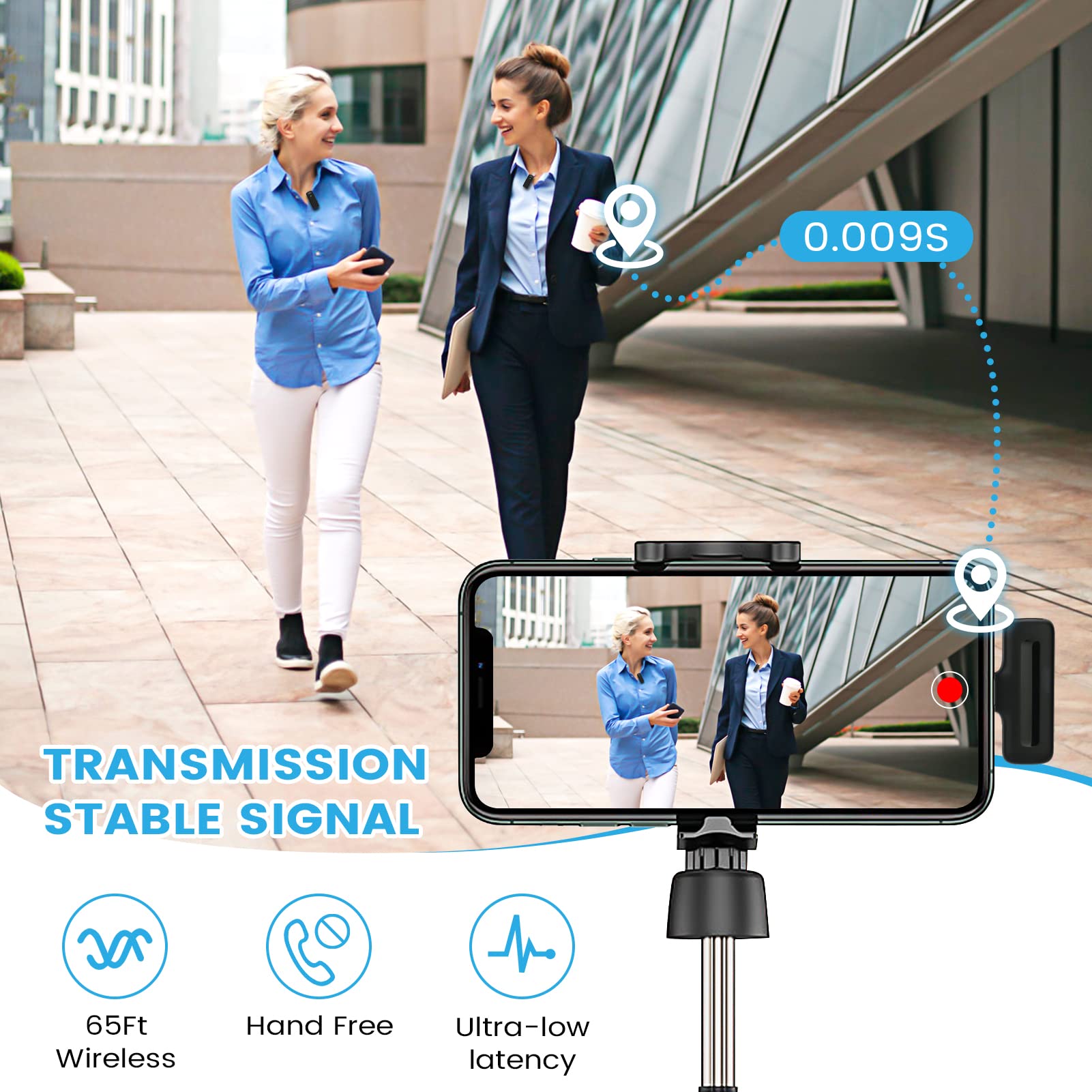 Wireless Lavalier Lapel Microphone for iPhone, iPad, Andriod - Professional Video Recording Lav Mic with Charging Case, Plug-Play Clip on Microphones for YouTube Interview Vlog Livestream & Podcast