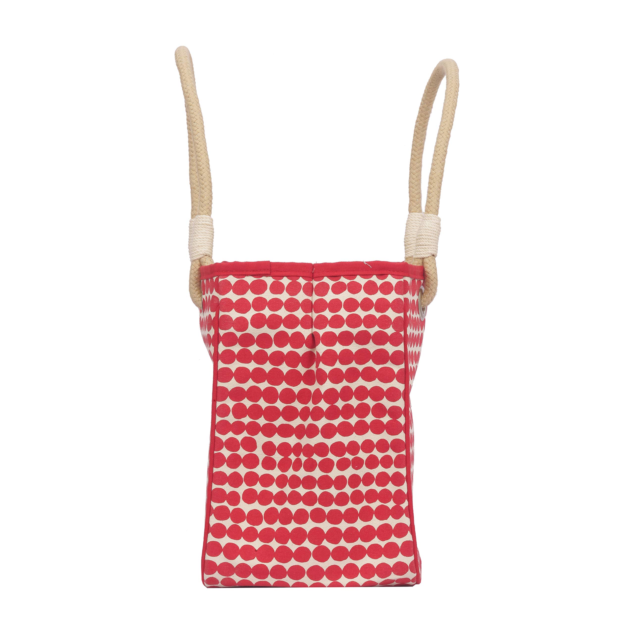 Tag&Crew Heavy Canvas Shoulder Tote HandBag for Women with Cotton Rope Handles, Black Stripes