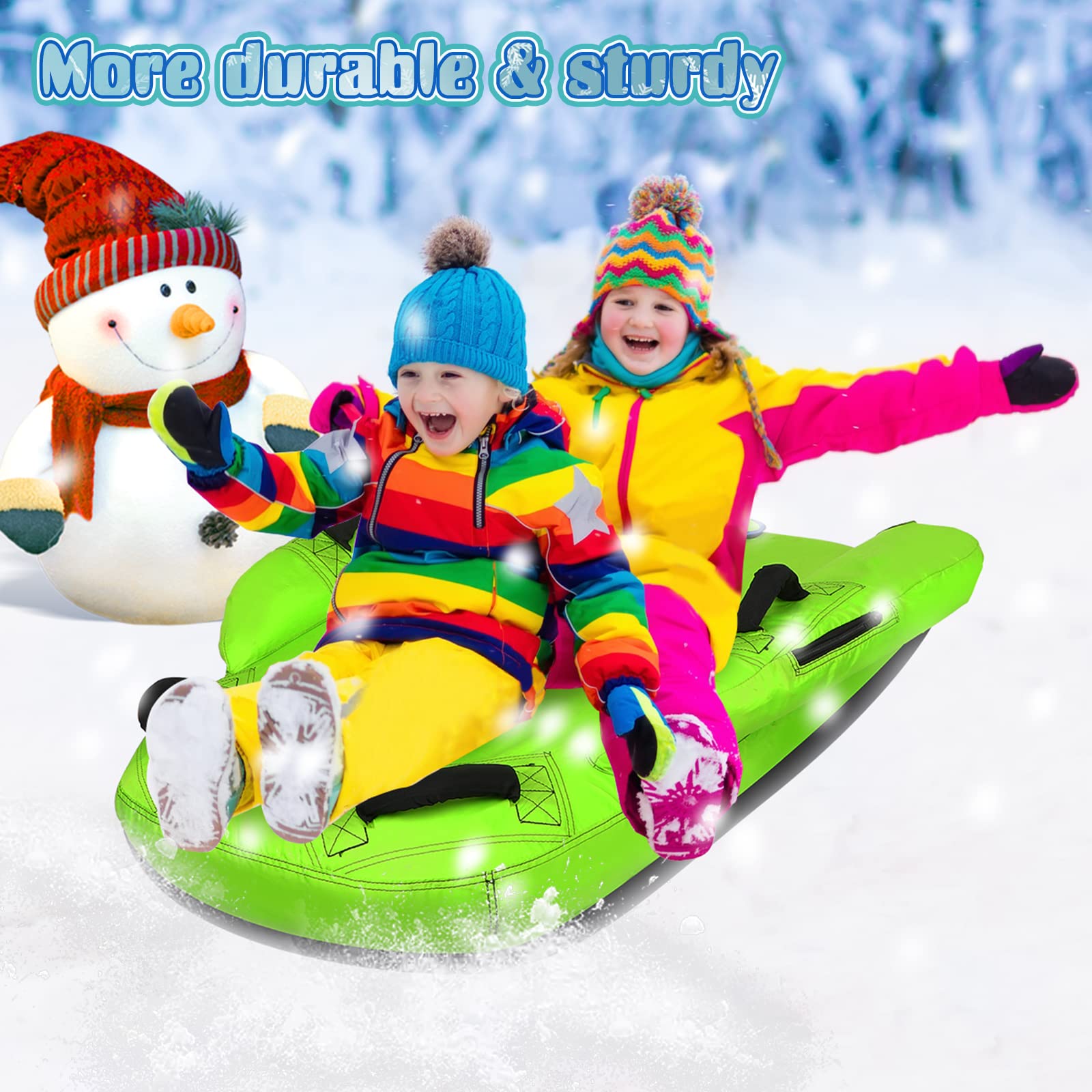 Snowboard Ribbon Inflatable sled, Long Snow Tube Completely Covered by Durable Nylon Material (Square)