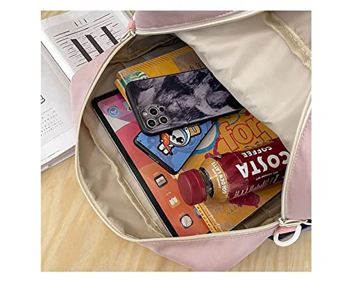 Tote Bag with Accessories Pins for Women Crossbody Shoulder Bag Casual(Pink-64, One Size)