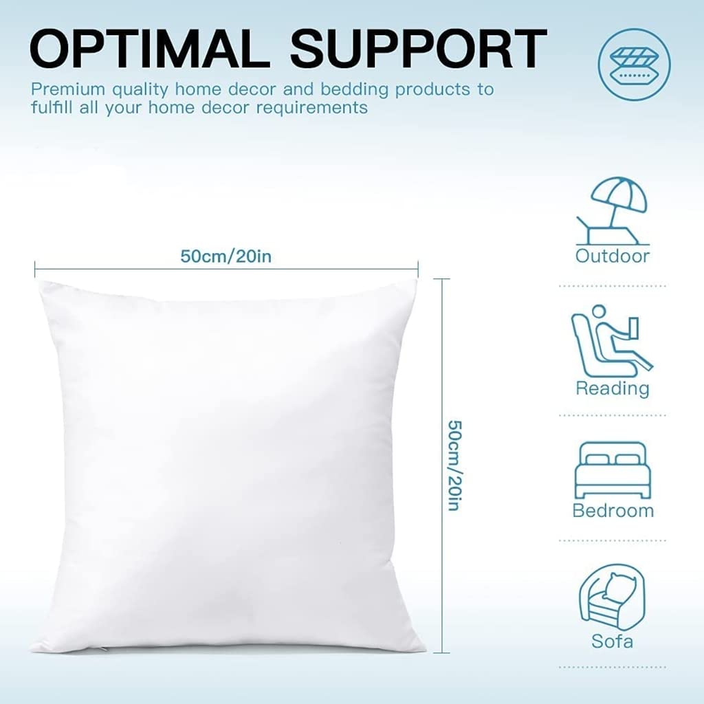 OTOSTAR 20x20 Inch Throw Pillow Inserts Set of 4 Premium Bedding Pillow Inserts Square Indoor Decorative Throw Pillows Form Pillow Stuffer for Couch Bed Sofa Sham Cushion Pillow Filler (White 20x20)