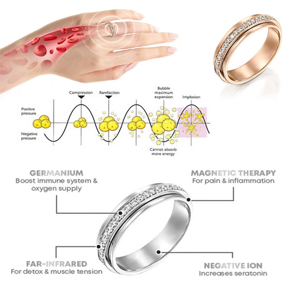 ZOEBER 2/5 Pcs Moissanite Magnetology Lymphvity Ring (9, 2PCS-A)