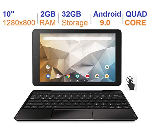 RCA Newest Best Performance Tablet Quad-Core 2GB RAM 32GB Storage IPS HD Touchscreen WiFi Bluetooth with Detachable Keyboard Android 9 Pie (10", Charcoal)