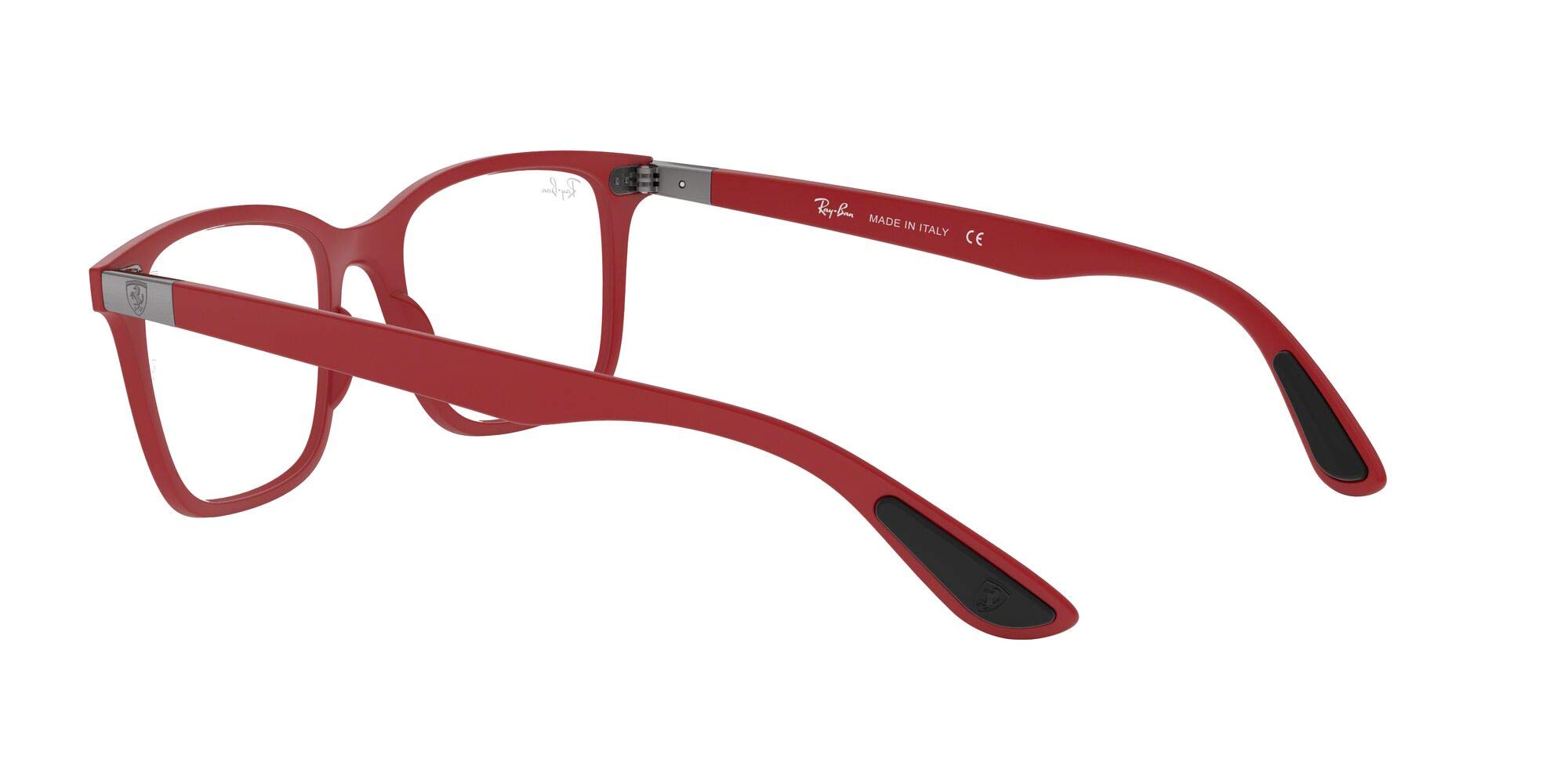 Ray-Ban RX7144M Scuderia Ferrari Collection Square Prescription Eyeglass Frames, Matte Red/Demo Lens, 53 mm