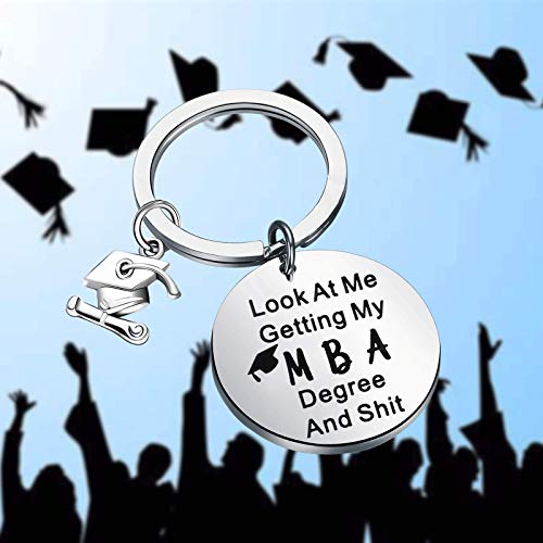 WSNANG MBA Graduation Gift Look At Me Getting My MBA Degree And Shit Keychain MBA Degree Gift Grad School Gift (MBA Degree Shit KC)