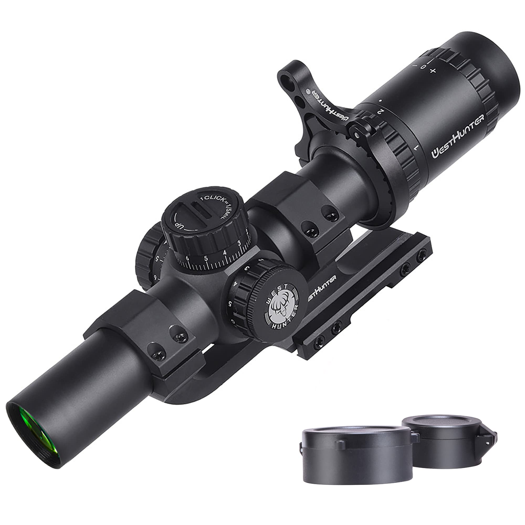 WestHunter Optics HD-S 1-5x24 IR Compact Riflescope, Red Green Illuminated Crosshair Reticle Second Focal Plane 30mm Tube Tactical Precision Shooting Scope | Picatinny Shooting Kit A