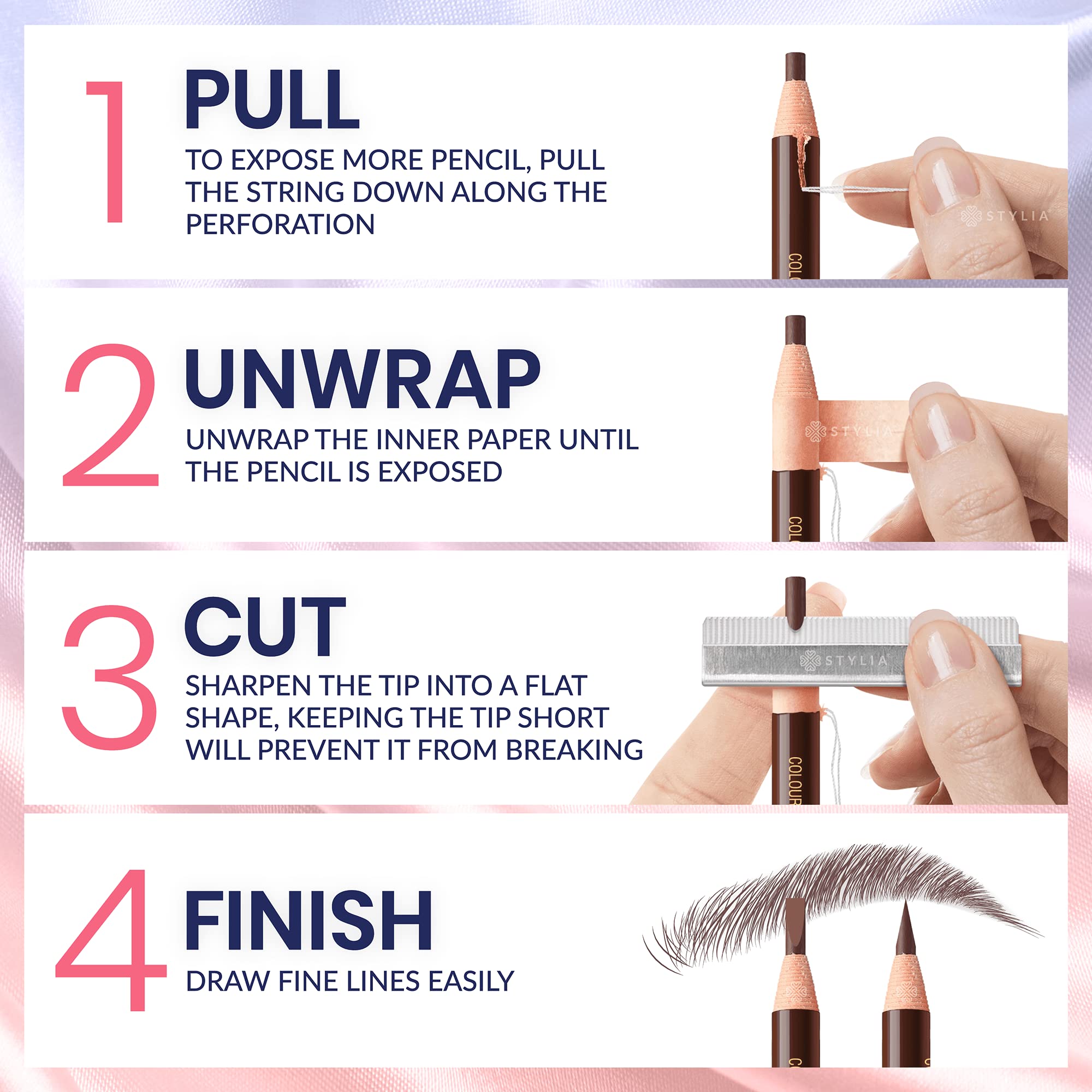 Stylia Waterproof Eyebrow Pencil Set (12 Pieces - Black), Eyebrow Pen-cil, Eye Brow Pencils for Women Makeup, Microblading Long Lasting Eyebrow Pencil Liners for Marking, Filling And Outlining Eyebrow