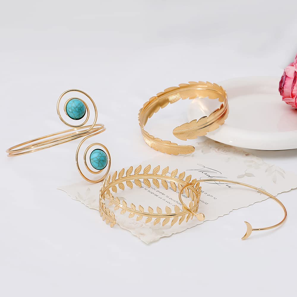 ZOERAY 8 Pcs Arm Cuff Upper Arm Band Arm Bracelet for Women Open Upper Arm Bangle Bracelet Minimalist Gold Adjustable Armlet Armband Set