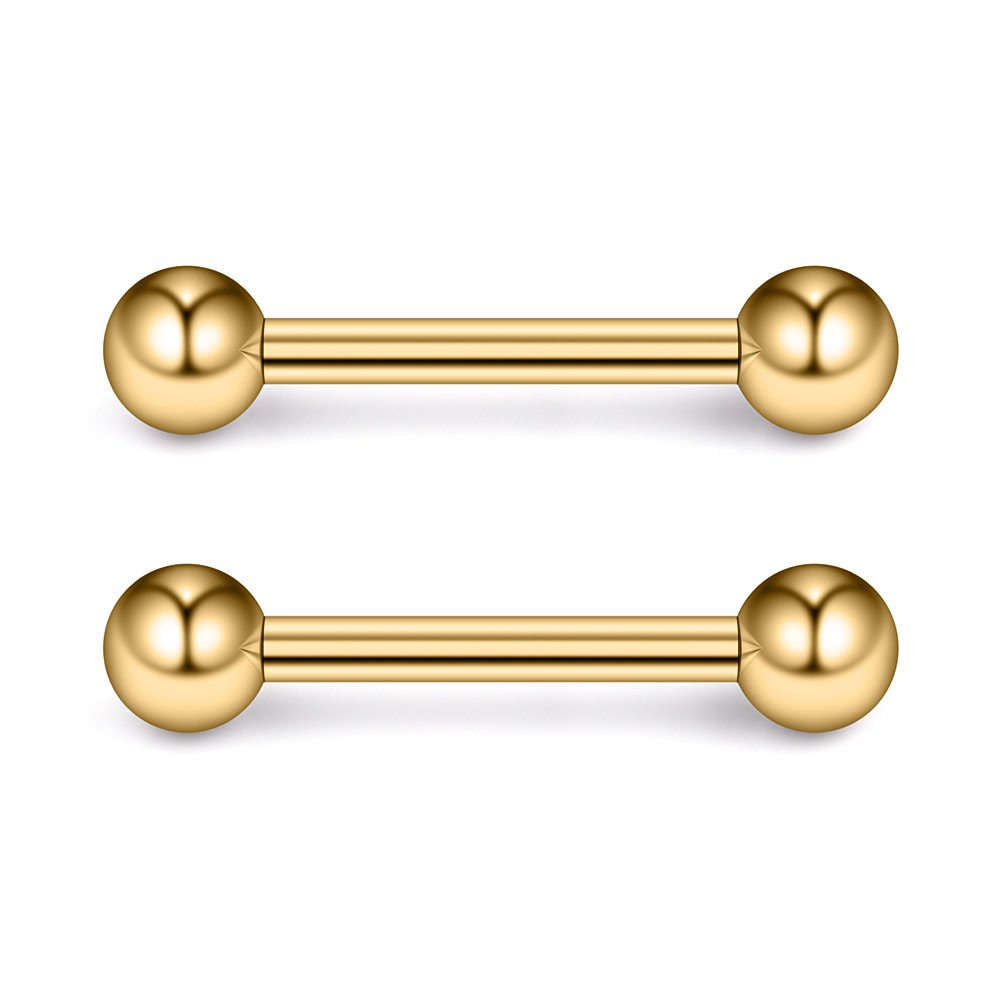 Ruifan Mix Color 316L Stainless Steel Nipple PA Tongue Shield Barbell Ring Bar Body Piercing Retainer 12G 16mm 12PCS