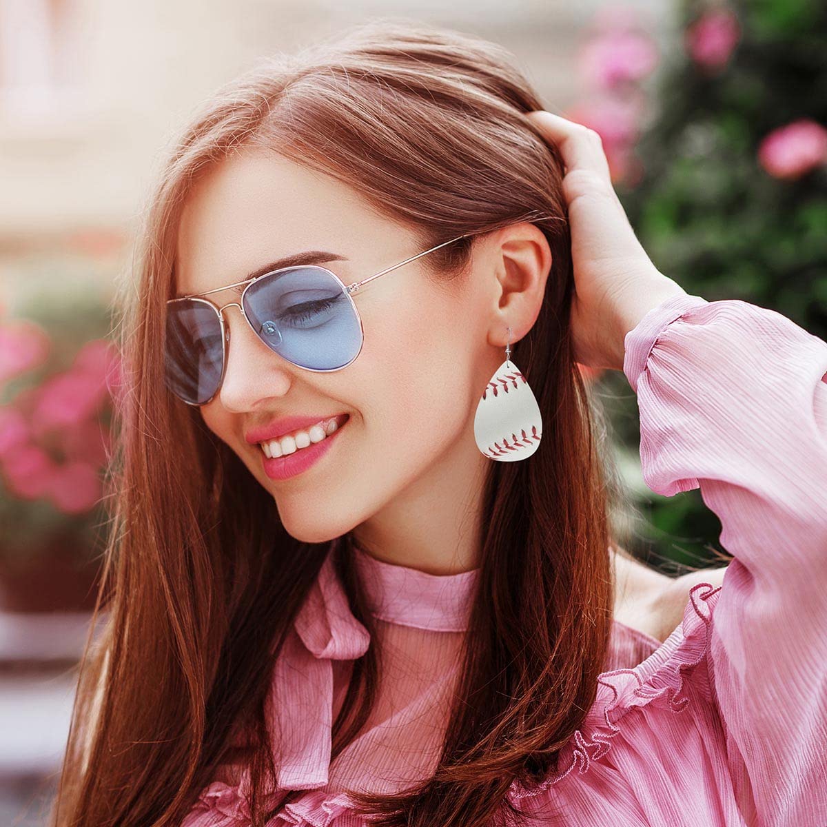 Zokola Baseball Faux Leather Earrings, Abstract Sport Baseball Texture Cute Pendants Earrings Teardrop Dangle Leather Earrings Holiday Earrings Making Supplies