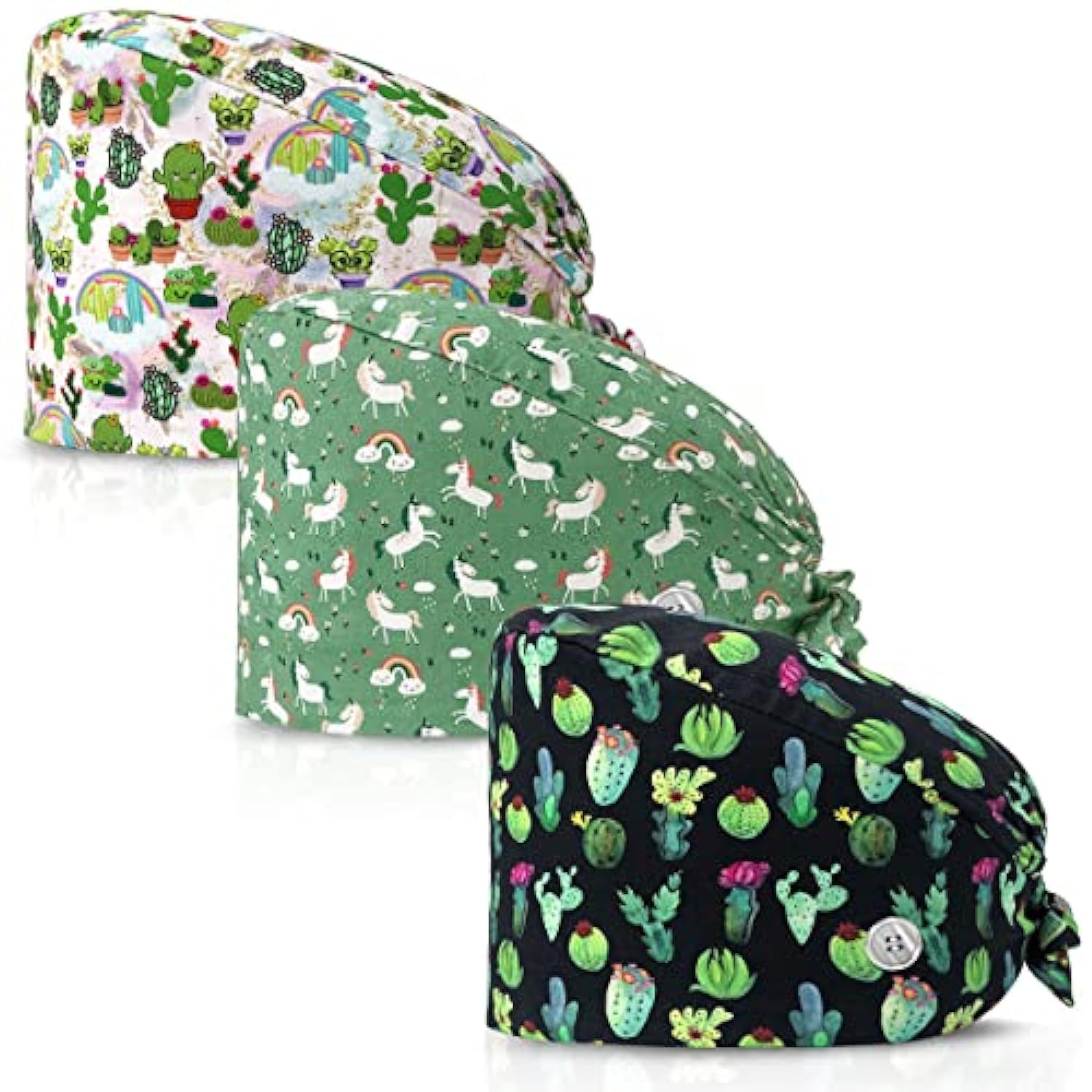 VIAOLI Women's Working Cap with Button,Soft Breathable Adjustable Working Hats Uniform Hat Sweatband Cute Printed Cap