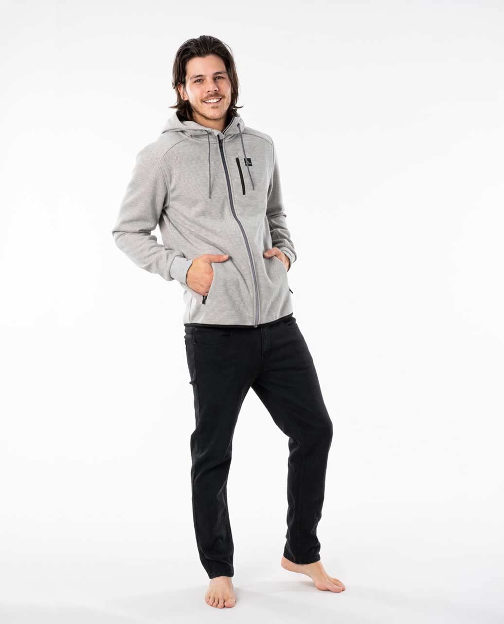 Rip Curl Men's Departed Anti Series Technical Zip Up Hooded Sweatshirt, Grey, Large