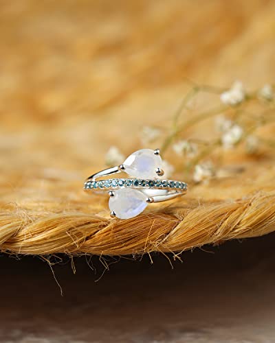 YoTreasure 1.96 Ct. Moonstone London Blue Topaz 925 Sterling Silver Engagement Ring