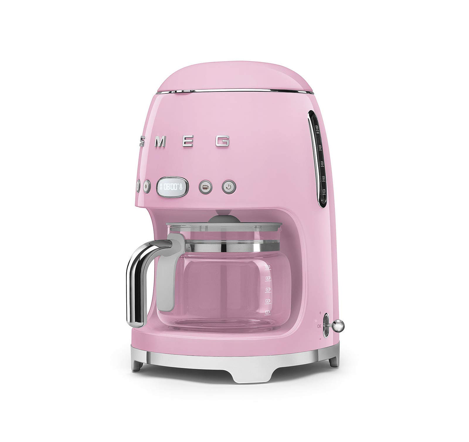 Smeg DCF02US 50's Retro Style Drip Filter Coffee Maker Bundle MFF01 Milk Frother (Pastel Pink)