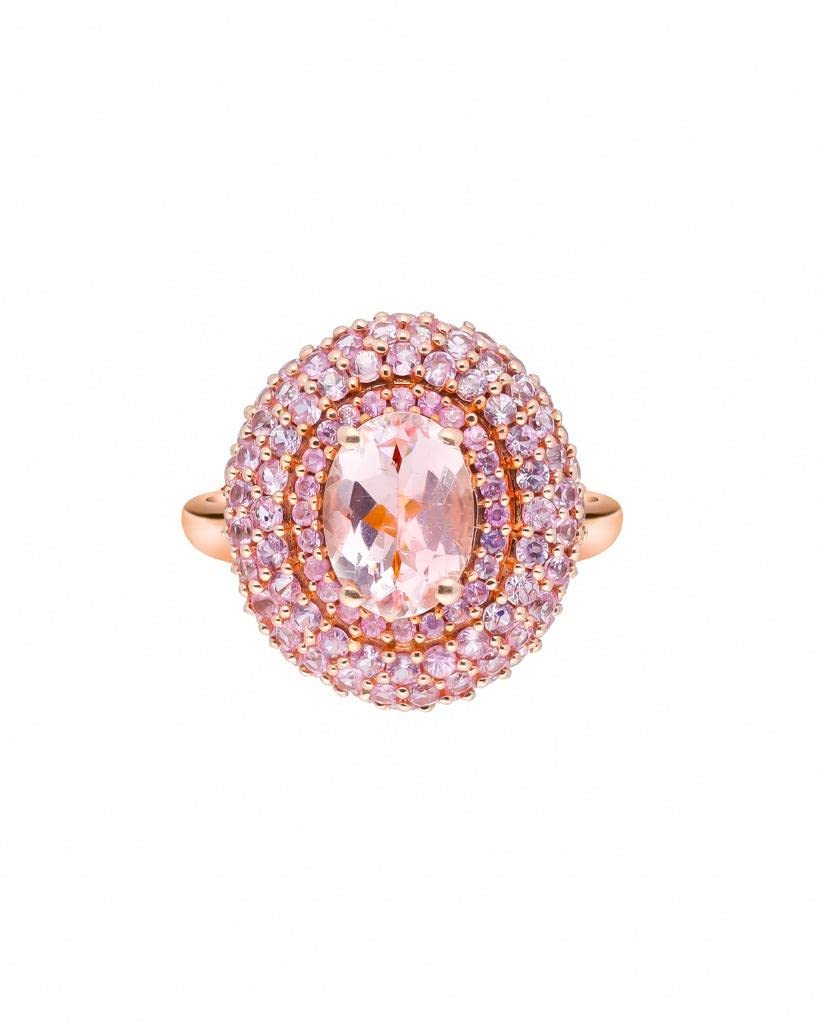 YoTreasure 2.07 Ct. Pink Morganite Sapphire Solid 14K Rose Gold Chunky Ring
