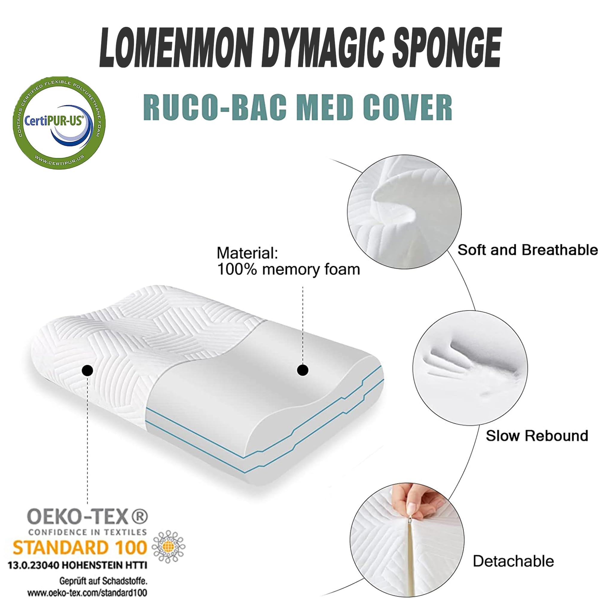 Sandwich Memory Foam Pillows for Neck Pain Relief, Ergonomic Cervical Neck Pillow for Sleeping, Orthopedic Pillow for Neck and Shoulder Pain, Adjustable Contour Pillow for Side, Back&Stomach Sleepers