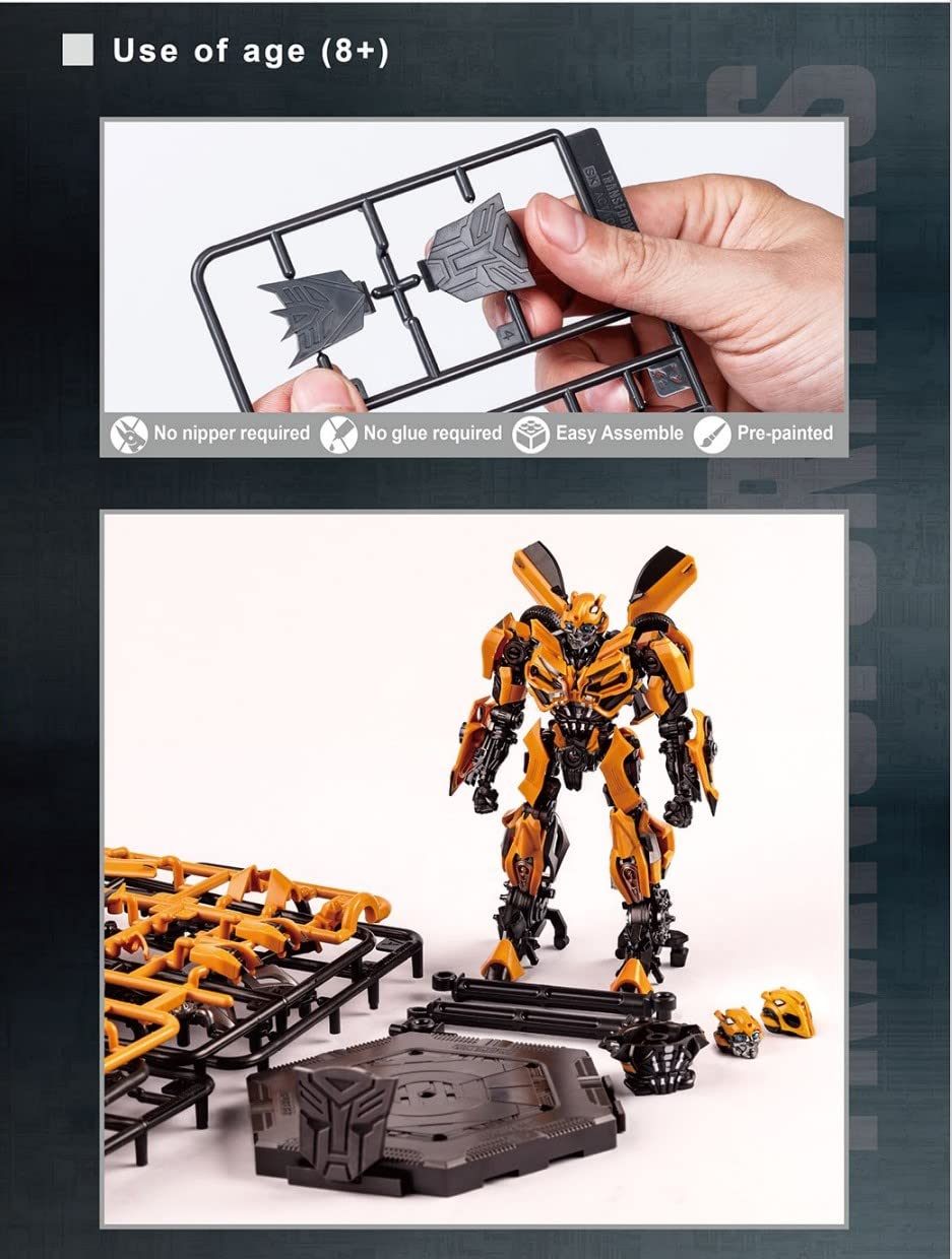 Transformers Bumblebee Camaro Figure Model Kit – Easy to Assemble 3D Articulated Action Pre Painted Collectible Series Toys Hobby 08105