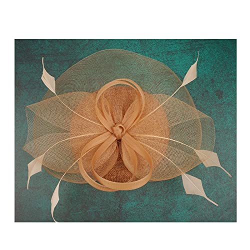 Tea Party Fascinator Kentuckys Derbys Hat Fascinator Pillbox Hat Headband for Cocktail Womens Headband Black (Gold #1, One Size)