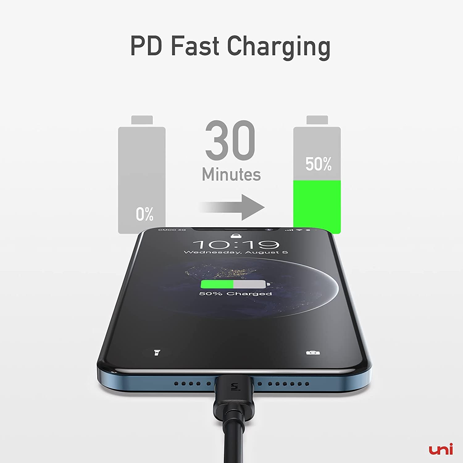 USB C to Lightning Cable 6ft [MFi Certified], uni Durable iPhone Fast Charging Cable, Charger Cable Power Delivery for iPhone 13 Pro Max/13 Pro/12/12 mini/11/X/XS/XR/8 Plus, iPad Pro, AirPods Pro
